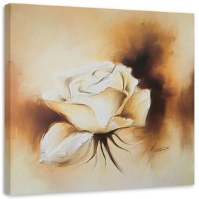 Gario Obraz na plátně Jako ručně malovaná bílá růže Rozměry: 30 x 30 cm