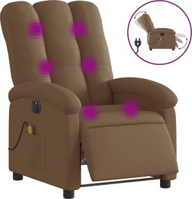 Elektrické masážní polohovací křeslo hnědé textil 3204084