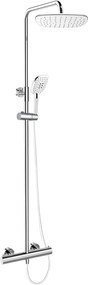 Mereo Mereo, Termostatická nástěnná sprchová baterie s hadicí, ruční a talířovou hranatou sprchou 255x190mm, CB60104TSJ