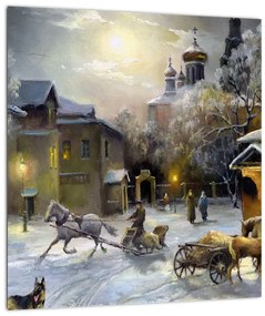 Obraz - Zimní vesnička (30x30 cm)