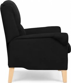 křeslo relaxační, odpočinkové, ušák, dřevo/textil, 101x95x75 cm, přírodní/černá, Dekorino KR20260039