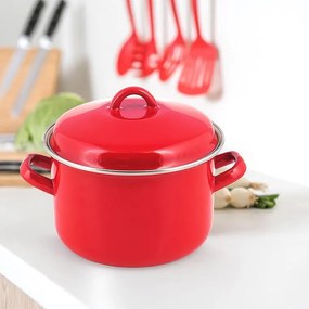 Smaltovaný hrnec s poklicí Red MILTON