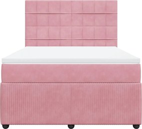 Box spring postel s matrací růžová 140x200 cm samet 3294663