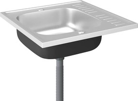 Kuchyňský dřez s odtokem stříbrný 600x600x155 mm nerezová ocel 147231