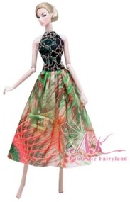 Ručně vyráběné šaty pro panenky Barbie Varianta: 5 zeleno černo červené