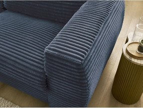 Tmavě modrá manšestrová pohovka na každodenní spaní/rozkládací 220 cm Hugo – Bobochic Paris