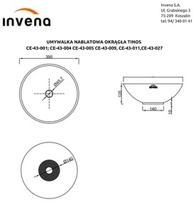 Invena Tinos, keramické umyvadlo na desku 39,5x39,5x13,5 cm, zlatá lesklá-černá lesklá, INV-CE-43-027-C
