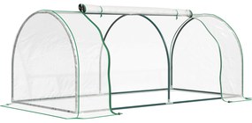 Outsunny Skleník Skleník s dveřmi 200x100x80cm, chladicí rám z oceli a PVC pro pěstování rostlin a zahradu | Aosom.de