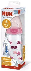 NUK Skleněná kojenecká láhev FC s kontrolou teploty 240 ml Bílá