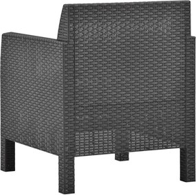 Zahradní židle s polštářem antracitová 63 x 65 x 76 cm PP ratan 315639