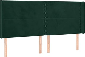 Box spring postel s matrací a LED tmavě zelená 200x200 cm samet 3139526