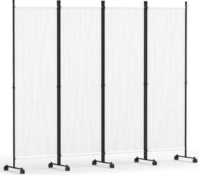 Costway Čtyřdílný paraván na kolečkách, výška 173 cm, hnědý