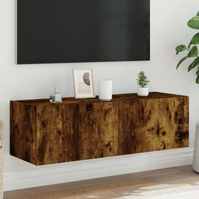 vidaXL Nástěnná TV skříňka s LED osvětlením kouřový dub 100x35x31 cm