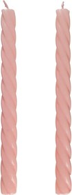 TWISTED Sada lesklých svíček 2 ks 25,5 cm - sv. růžová