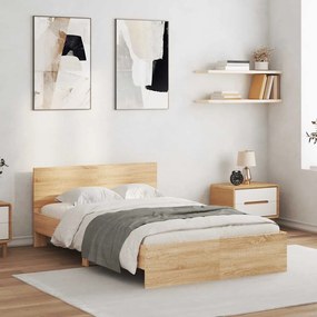 Rám postele s čelem a LED osvětlením dub sonoma 120 x 190 cm 3207639
