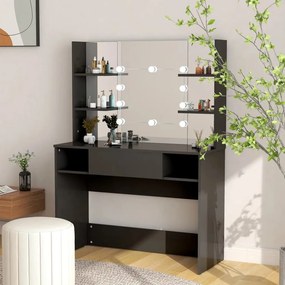 Kosmetický stolek s LED světly 100 x 40 x 135 cm MDF černý 331540