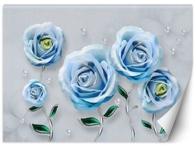 Fototapeta, Modré růže Květy 3D - 300x210 cm