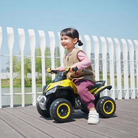 HOMCOM Dětské Pěší Autíčko Pedálový Go Kart s Osvětlením a Hudbou pro Děti ve Věku 18-36 měsíců, Plastová Ocel, Žlutá, 67,5 x 38 x 44 cm | Aosom