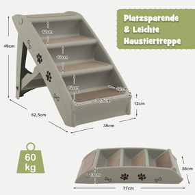 Costway Pet Schody se 4 schody Přenosný šplhací žebřík Bezpečná rampa pro – šedá