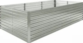 Outsunny venkovní vyvýšený záhon, pozinkovaný, vyvýšený záhon s bezpečnostním okrajem a otevřeným dnem 240 x 120 x 60 cm stříbrně šedý