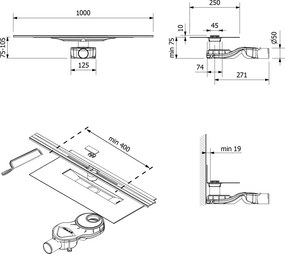 Polysan SLIM RIVER 100 cm RV100 sprchový kanálek s roštem