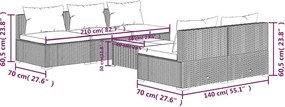 6dílná zahradní sedací souprava s poduškami polyratan černá 3101449