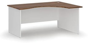 Ergonomický kancelářský pracovní stůl PRIMO WHITE, 1600 x 1200 mm, pravý, bílá/ořech