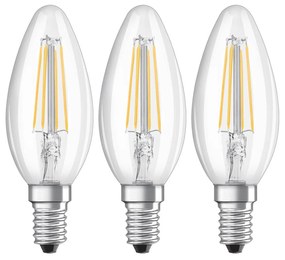 LED žárovka-svíčka E14 4W filament 2 700K sada 3ks