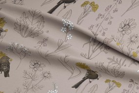 Bavlněné povlečení Ptáčci v kvítí - béžové Velikost: 140 x 200 + 70 x 90