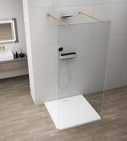 Polysan Esca Gold Matt jednodílná sprchová zástěna 140 x 210 cm do prostoru zlatá sklo čiré ES1014-08