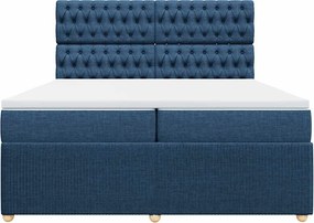 Box spring postel s matrací modrá 200x200 cm textil 3292176