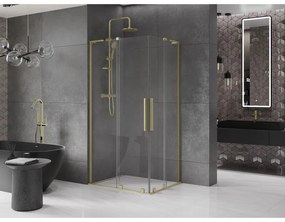 Mexen Velar L Duo, sprchový kout s posuvnými dveřmi 100 x 90 cm, 8mm čiré sklo, zlatá matná, 871-100-090-02-03-55