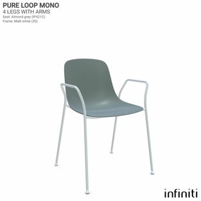 Židle Pure Loop Mono s opěradly Barva kovové konstrukce: Matt white 30, Barva sedáku a opěradla z recyklovaného plastu: Military green IS513
