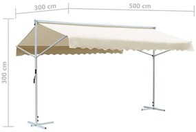 vidaXL Marketos Volně stojící markýza 500 x 300 cm krémová