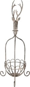 Šedo-hnědý antik kovový košík jelen Deer - 28*28*68 cm