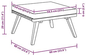 vidaXL Marketos Zahradní podnožka s poduškou 60 x 60 x 29 cm masivní akácie