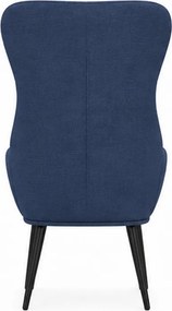 relaxační křeslo, odpočinkové, dřevo/kov/textil, 96x68x79 cm, nohy černé/modrá, Dekorino KR20260058