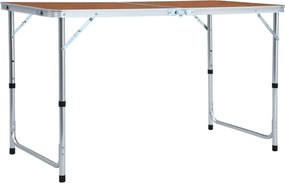 vidaXL Skládací kempingový stůl hliník 120 x 60 cm [48173] Barva: Hnědá