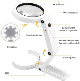 VELAMP LE037 přenosná lampa s osvětlením a lupou