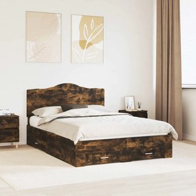 Rám postele s čelo Kouřový dub 140 x 200 cm Kompozitní dřevo 3413598