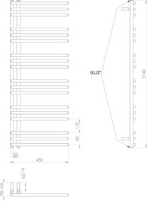 Aqualine POSEIDON otopné těleso 450 x 1140 mm bílá PS411