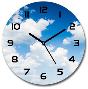 Wallmuralia Skleněné hodiny na stěnu Mraky na nebi fi 30 cm
