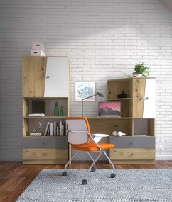 Televizní stolek NERO 8 Domel 120/45/40 barva: dub artisan/šedý lesk/bílý lesk
