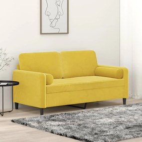 2místná pohovka s polštáři žlutá 140 cm samet 3200887