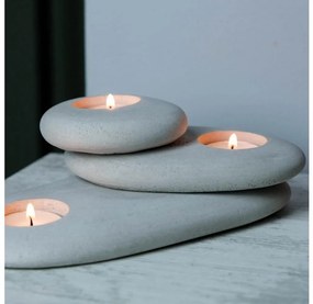 Asir | SADA 3x Svícen na čajové svíčky 21,5cm/15cm/9cm beton | AS1438