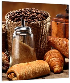Obraz croissantů a kávy (30x30 cm)