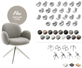 DELIFE Otočná židle Zoa-Flex křížová podnož hranatá černá bouclé šedá 180°