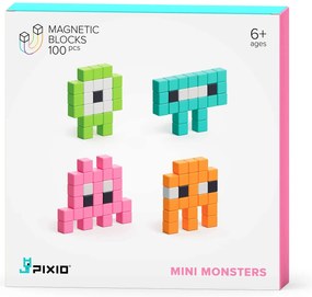 PIXIO magnetická stavebnice - Mini Monsters - 100 ks