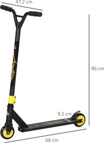 Kaskadérská koloběžka HOMCOM, zábavná koloběžka, kaskadérská koloběžka s kuličkovými ložisky ABEC 9, kopací koloběžka se 100 mm kolečky z imitace kůž…