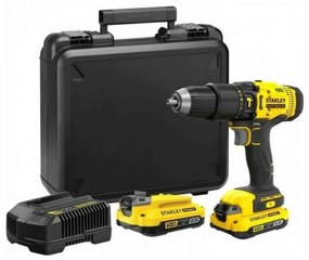 Stanley - 18V AKU vrtací šroubovák s příklepem, 2x aku 2,0 Ah Li-Ion, nabíječka SFMCD711D22-QW